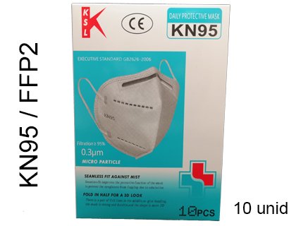 Mascarilla conica KN95 / FFP2 10 unid